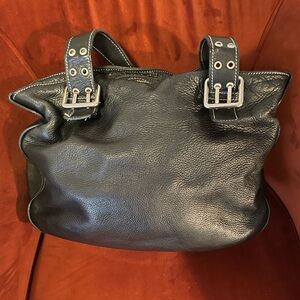 Roots | Bags | Roots Black Leather Handbag With Silver Details | Poshmark